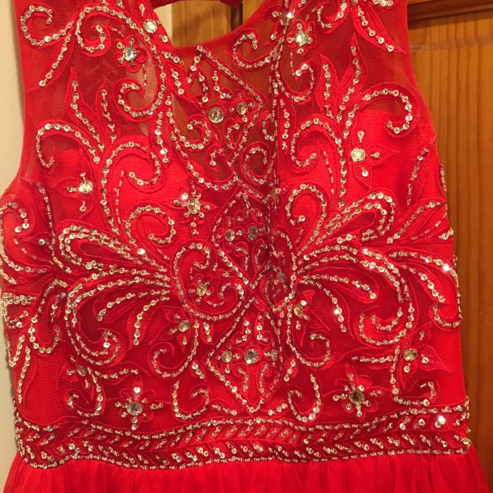 Ruby Red Beaded Prom Dress - Gem